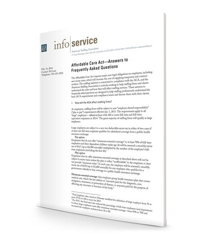 ACA Sample Letter to Clients - American Staffing Association